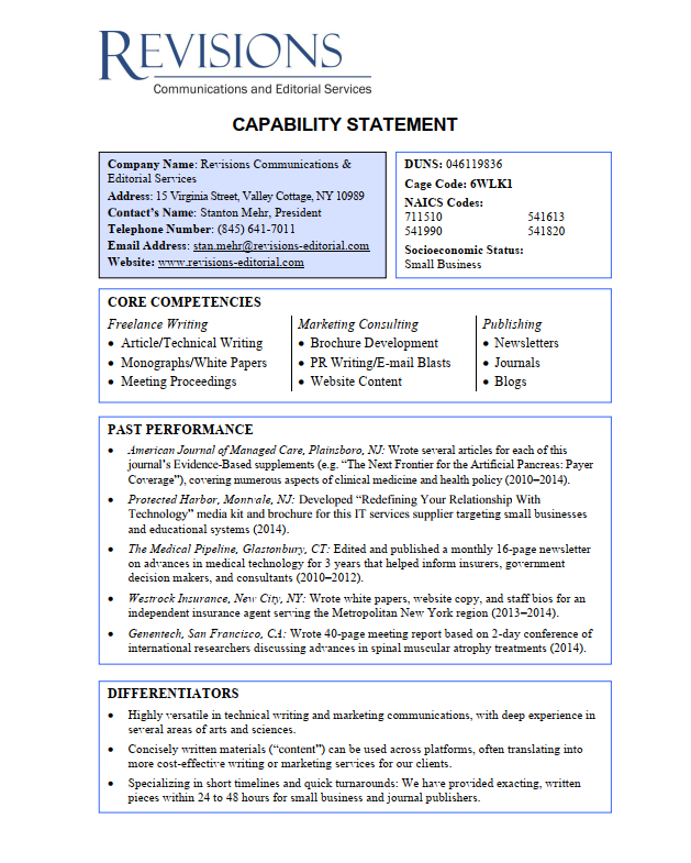 Your Capabilities Statement: Just the Facts, Please – Writing and ...